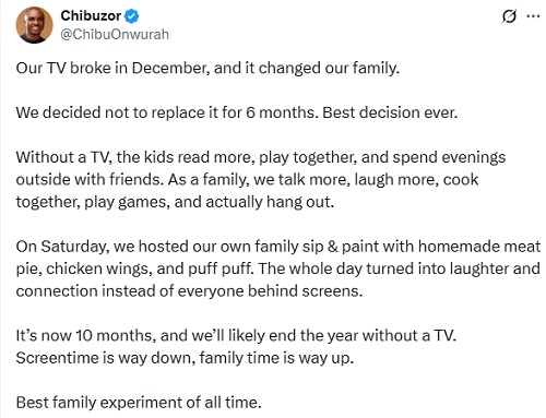 Nigerian man Shares Story How A Broken TV Changed His Family For Good